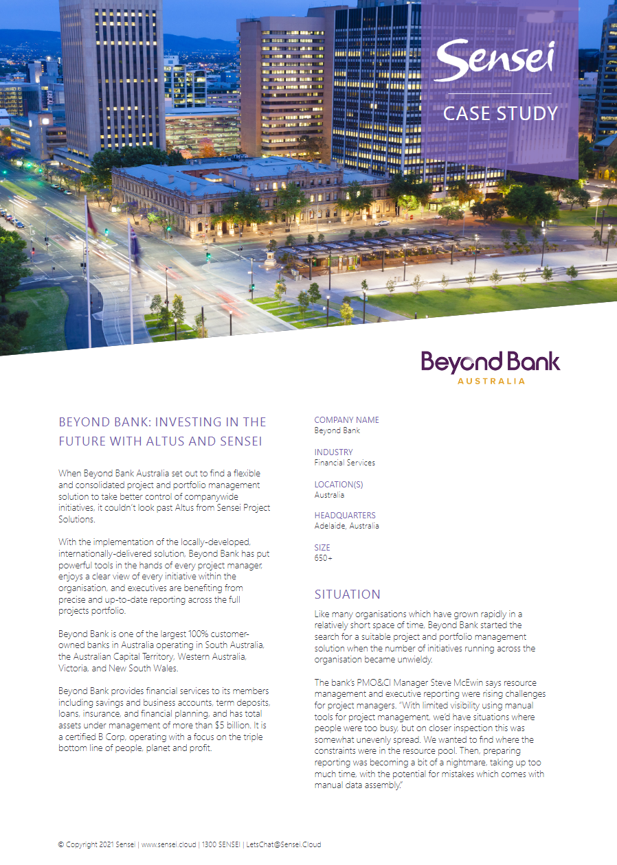 Case study: Beyond Bank - Sensei Project Solutions