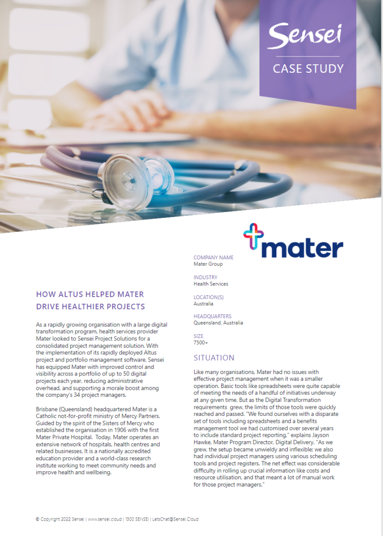 Case study: Mater - Sensei Project Solutions